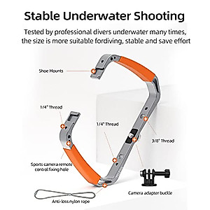 Adaptom Upgraded Diving Rig Handheld Video Dive Light Stabilizer Tray for GoPro Max Hero 11 10 9 8 7 6 5 Insta360 DJI Action 2 Osmo Pocket 2 Underwater Snorkeling Scuba Accessories