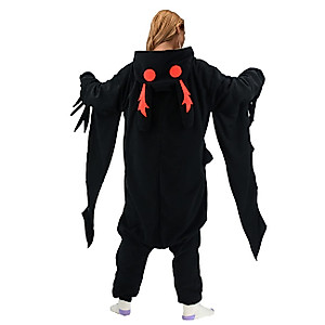Mothman Halloween Onesie Adult Pajamas Cosplay Animal Homewear Sleepwear Jumpsuit Costume for Women Men