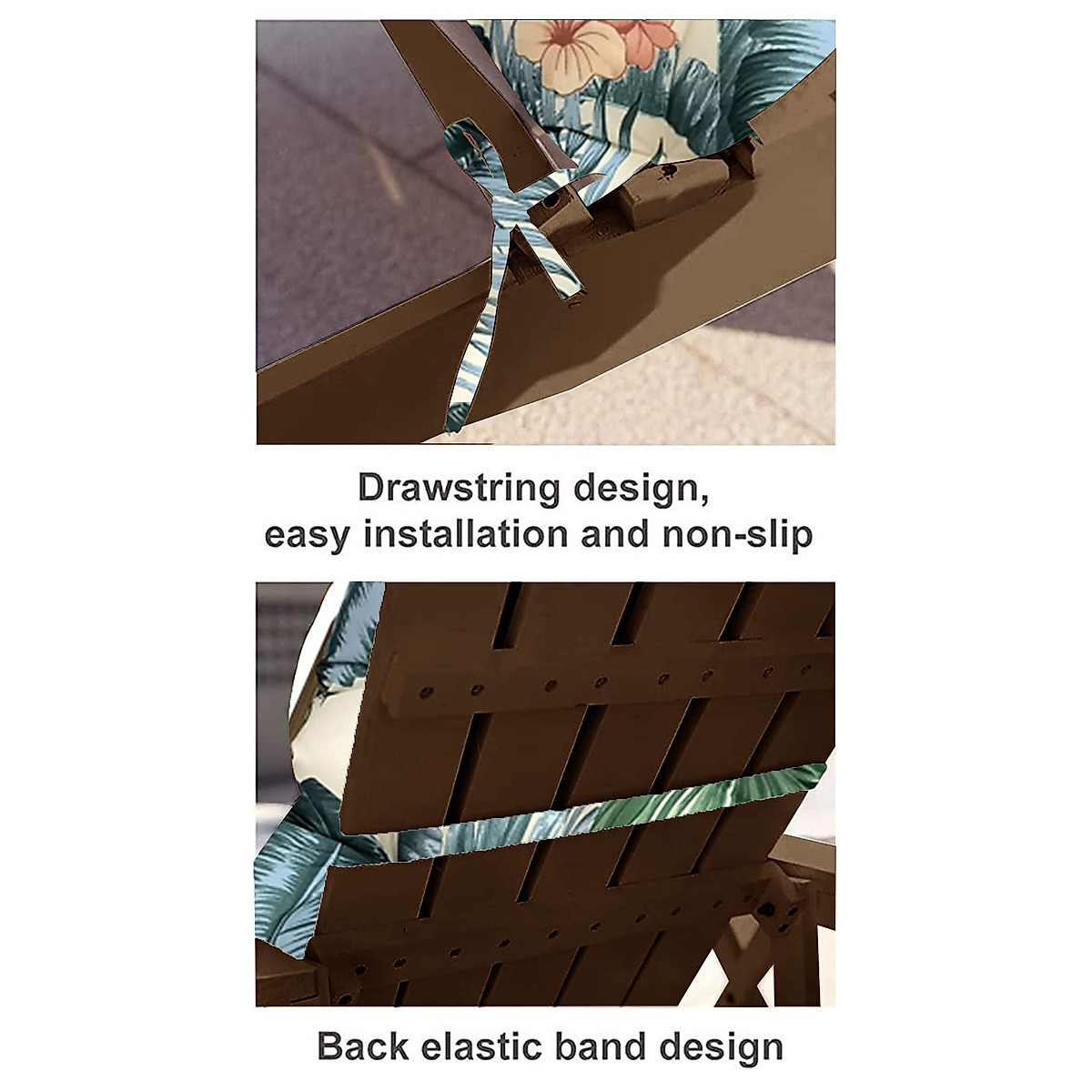 Srutirbo Rocking Chair Cushion, High Back Patio Cushions 44x19 inch, Waterproof Indoor/Outdoor Furniture Chair Cushions Pads with Straps, Seasonal All Weather Replacement (Leaf)