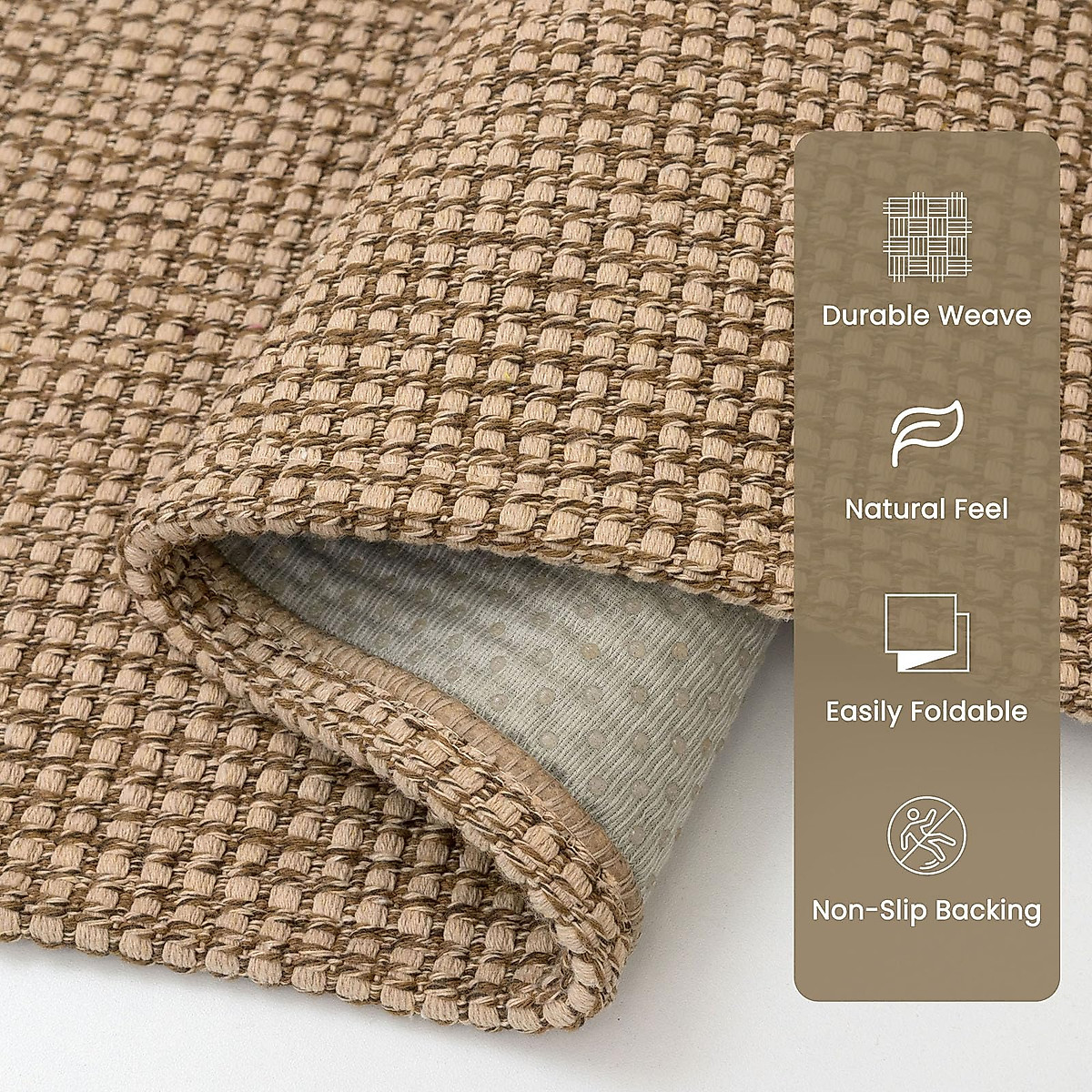 Ivissy Small Braided Rugs 2x3 Ft Area Rugs for Entryway Washable Rug Throw Rugs with Rubber Backing Cotton Woven Door Mat Indoor Entrance Front Door Rugs for Foyer Bathroom Kitchen, Tan/Brown