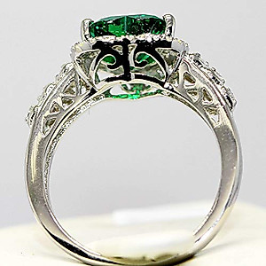 Navachi 925 Sterling Silver 18k White Gold Plated 2.5ct Heart Emerald Az9808r Rings(Size:7)