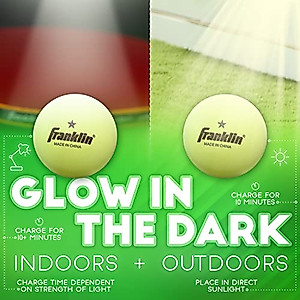 Franklin Sports Glow in The Dark Ping Pong Balls - Official Size + Weight 40mm Table Tennis Balls - One Star Glow in The Dark Ping Pong Balls - Durable High Performance Balls - Green - 6 Pack
