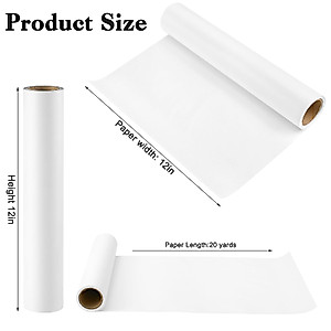 Tracing Paper Roll 12 Inch x 30 Yards White Trace Paper Roll Translucent Pattern Paper for Drawing Sewing Sketching