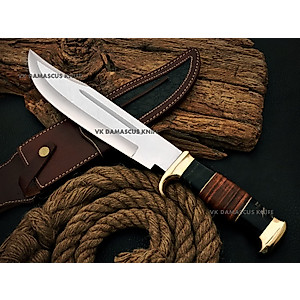 JNR Traders Handmade Dundee Bowie Knife Full Tang Hunting Knife, Large Bowie Knife with Sheath 17 inch Mirror Polished Carbon Steel Blade 3685