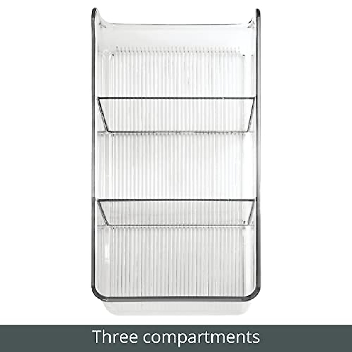 mDesign Plastic Food Storage Bin Organizer with 3 Compartments for Kitchen Cabinet, Pantry, Shelf, Drawer, Fridge, Freezer Organization - Holds Snack Bars - Ligne Collection - Clear