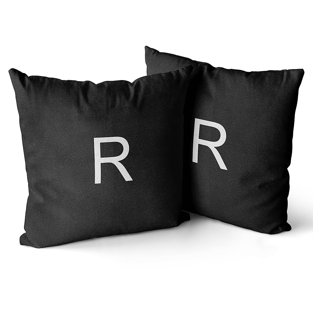 Snycler Black Pillow Cover Set of 2 Throw Pillow Case English Alphabet R 18x18 Inch Soft Throw Pillow Case Modern Cushion Cover Square Pillowcase Decoration for Sofa Bed Chair Car
