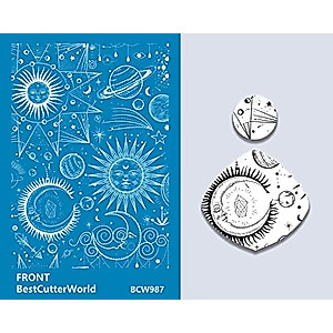 EZILLION 6PCS Silk Screen Stencil for Polymer Clay - Universal,Star,Sun,Moon Style Polymer Clay Silkscreen,Clay Earring Silkscreen Tools,Polymer Clay Kits