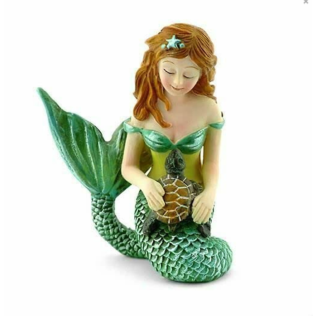 N?A Miniature Fairy Garden Mermaid w/Turtle for Fairy Garden Accessories, Fairy Garden Animals, Dollhouse, Plant Pots, Bonsai Craft Décor