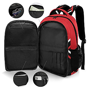 Anneunique Personalized Cheerleaders Backpack Multifunctional Waterproof Laptop Bag for Travel Gift Cheer Pom Red Black