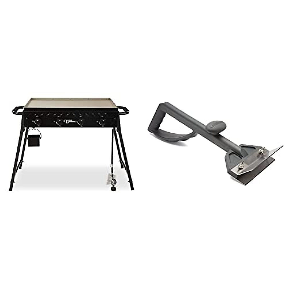 Country Smokers CSGDL0590 The Highland 4-Burner Portable Griddle, Large, Black & Cuisinart CCB-500 Griddle Scraper, Six-inch wide stainless steel blade