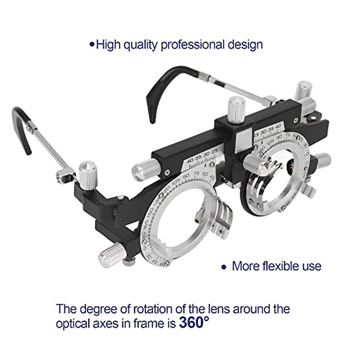 Tonsa Alloy Optometry Frame, Adjustable Trial Frame Optical Trial Lens Frame PD 48-80mm 360° Rotation Pure Titanium Optical Titanium Optic Trial Eye Optometry Lens Frame Test Optician