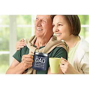 AMAZPRINTS Gifts for Dad from Daughter, Son, Kids on Fathers Day, Christmas, Birthday - Funny Fathhers Gifts - Present for Father - Dad Mug 14oz, Navy Insulated Stainless Steel
