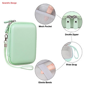 Elonbo Carrying Case for INVISEN Label Maker Machine, Mini Label Printer Portable Thermal Printer Travel Bag, Sticker Printer Storage Holder, Mesh Pocket Fits Label Paper Tape, Green