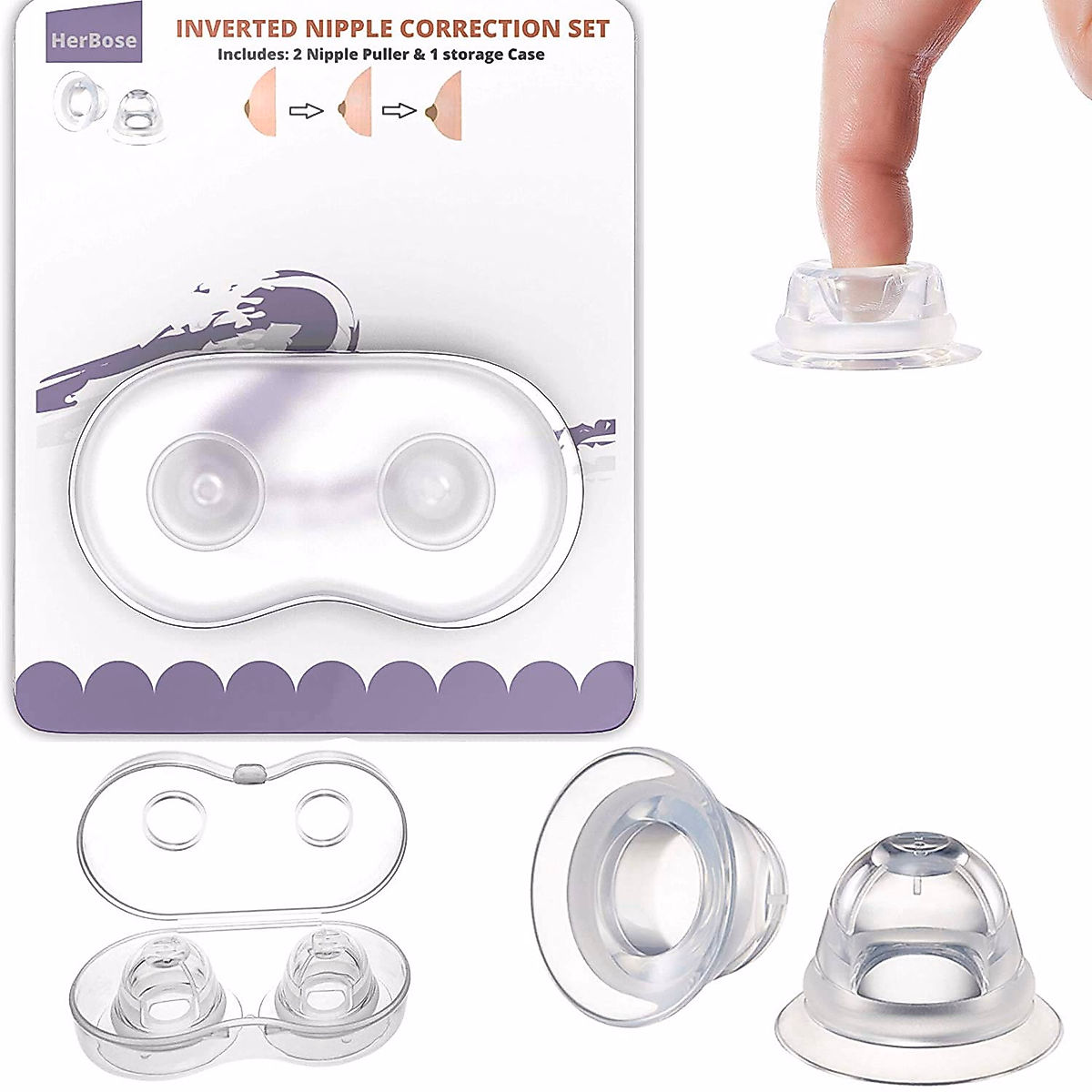 Breastfeeding Nipple Shield Enhancer Pair - Nip Puller Enhancer for Flat Shy and inverated Nipple Corrector Latch Assist I Inverted Flat Shy Nipples I Nursing Mother - Corrector Guard Protector
