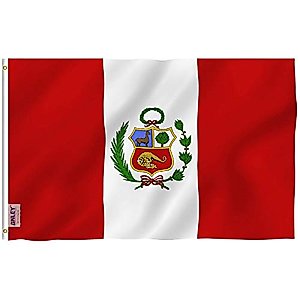 Anley Fly Breeze 3x5 Foot Peru Flag - Vivid Color and Fade proof - Canvas Header and Double Stitched - Peruvian National Flags Polyester with Brass Grommets 3 X 5 Ft