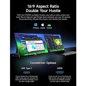 c-force 4K OLED Portable Monitor 15.6'' 100% DCI-P3 USB C HDMI Computer Display HDR Gaming Monitor Speakers Ultra Slim & Eye Care Travel External for Laptop Mac PC Phone PS5 Xbox Switch
