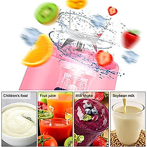 Portable Personal Blender, Household Juicer fruit shake Mixer -Six Blades, BPA Free 380ml Baby cooking machine with USB Charger