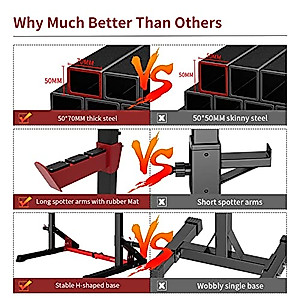 HARISON Multifunction Squat Rack with Adjustable Weight Bench, Heavy Duty Barbell Rack with Pull Up Bar Station for Home Gym