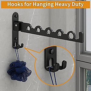 Danpoo Wall Mounted Drying Rack Clothing Foldable, Laundry Drying Rack Collapsible, Folding Clothes Hanger Holder, Matte Black(one Pack)
