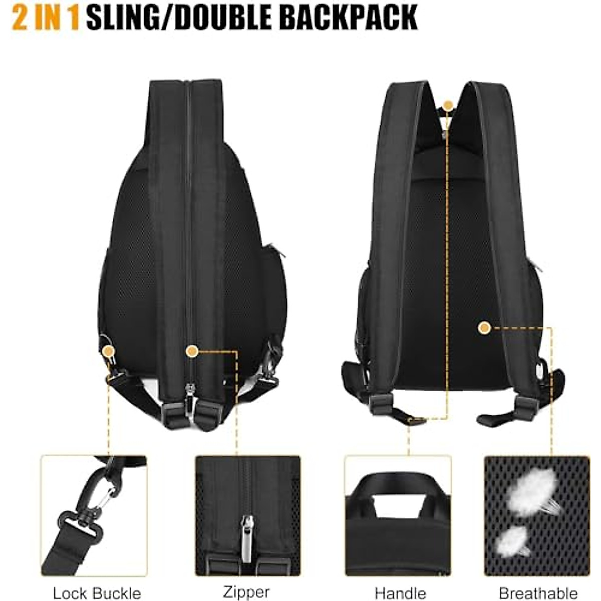 BAIGIO Camera Sling Bag Small Camera Backpack for Photographers,Water-resistant Camera Crossbody Bag Travel Caemra Backpack for DSLR SLR Mirrorless Camera