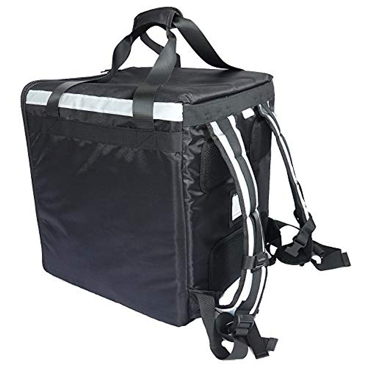 PK-76F: Large Doubledeck Insulated Pizza/Food Delivery Backpack, 16"x 15"x 18", with Divider, Cup Holder. Waterproof Thermal Food Take-Out Box, Keep Hot/Cold, 76Liters (Black)