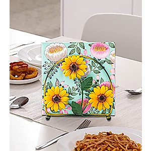 Napkin Holder For Table Sunflower Farmhouse Napkin Holder Cocktail Napkin Holder Black Rustic Napkin Holder For Kitchen