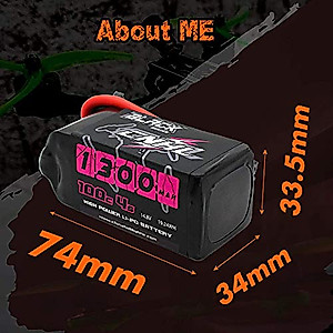 CNHL 1300mAh 4S Lipo Battery 14.8V 100C (Burst 200C) with XT60 for FPV Racing Helicopter Airplane UAV Racing Drone Battery RC Quadcopter(2 Packs)
