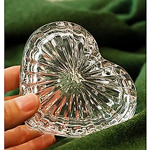 RockTrend Heart-Shaped Glass Storage Box Embossed Jewelry Box with Lid
