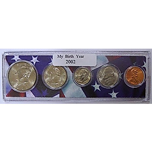 2002-5 Coin Birth Year Set in American Flag Holder Collection Seller Uncirculated