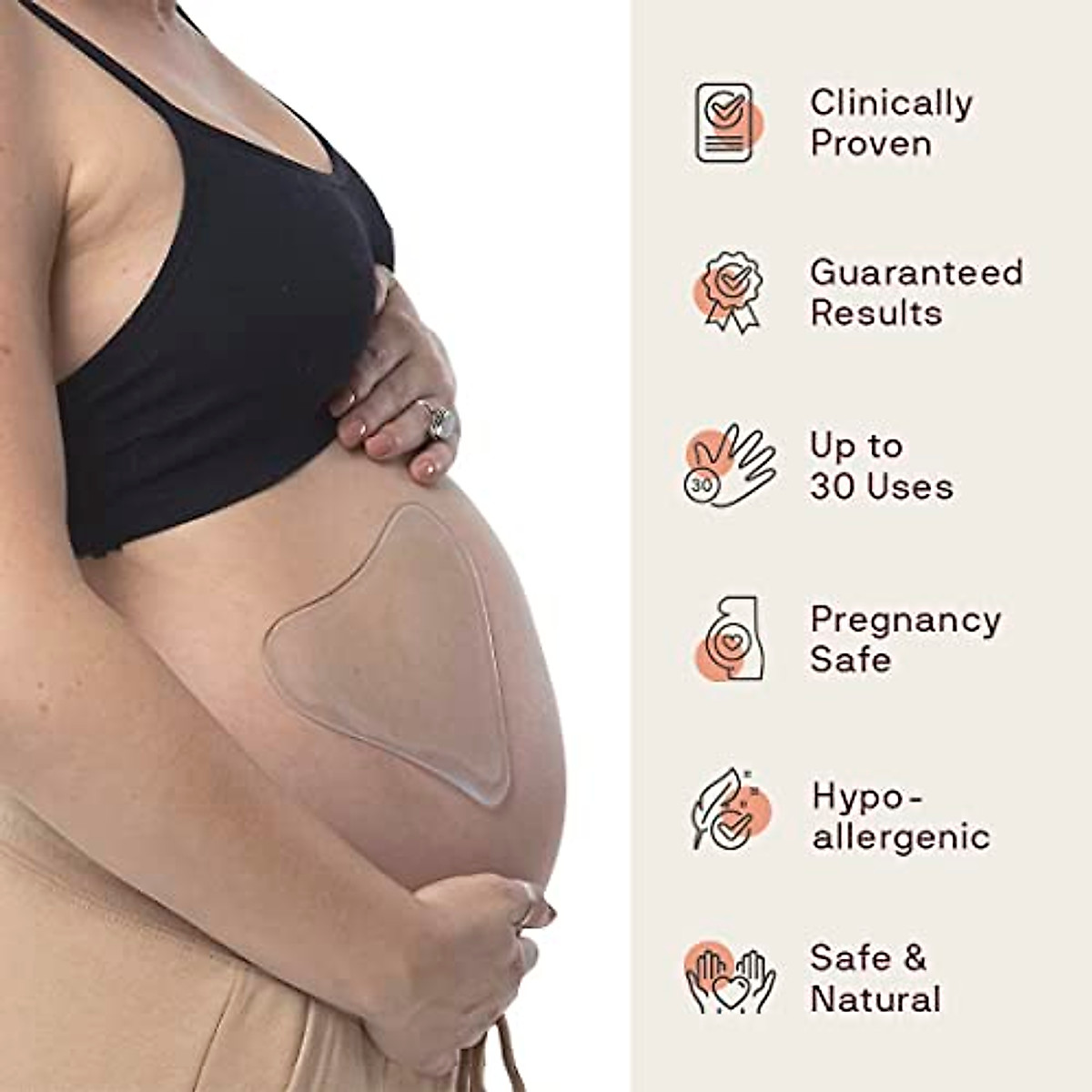 Dermaclara Large Body Patch - Pregnancy Stretch Mark Prevention & Removal, C Section Cover Up Belly Scar, Maternity Skincare, Silicone Gel Sheet, Reusable up to 30 Times - 2 Patches & Patch Cleanser