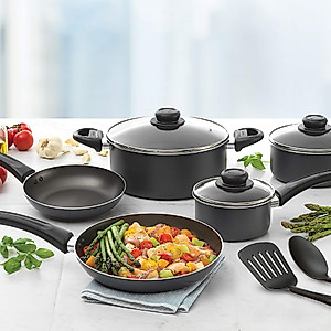 GoodCook Everyday Nonstick 10-Piece Cookware Set with Utensils, Includes Fry Pans, Sauce Pans, and Casserole Pan, PFOA-Free Nonstick Aluminum, Ergonomic Handles, Versatile Cooking Set