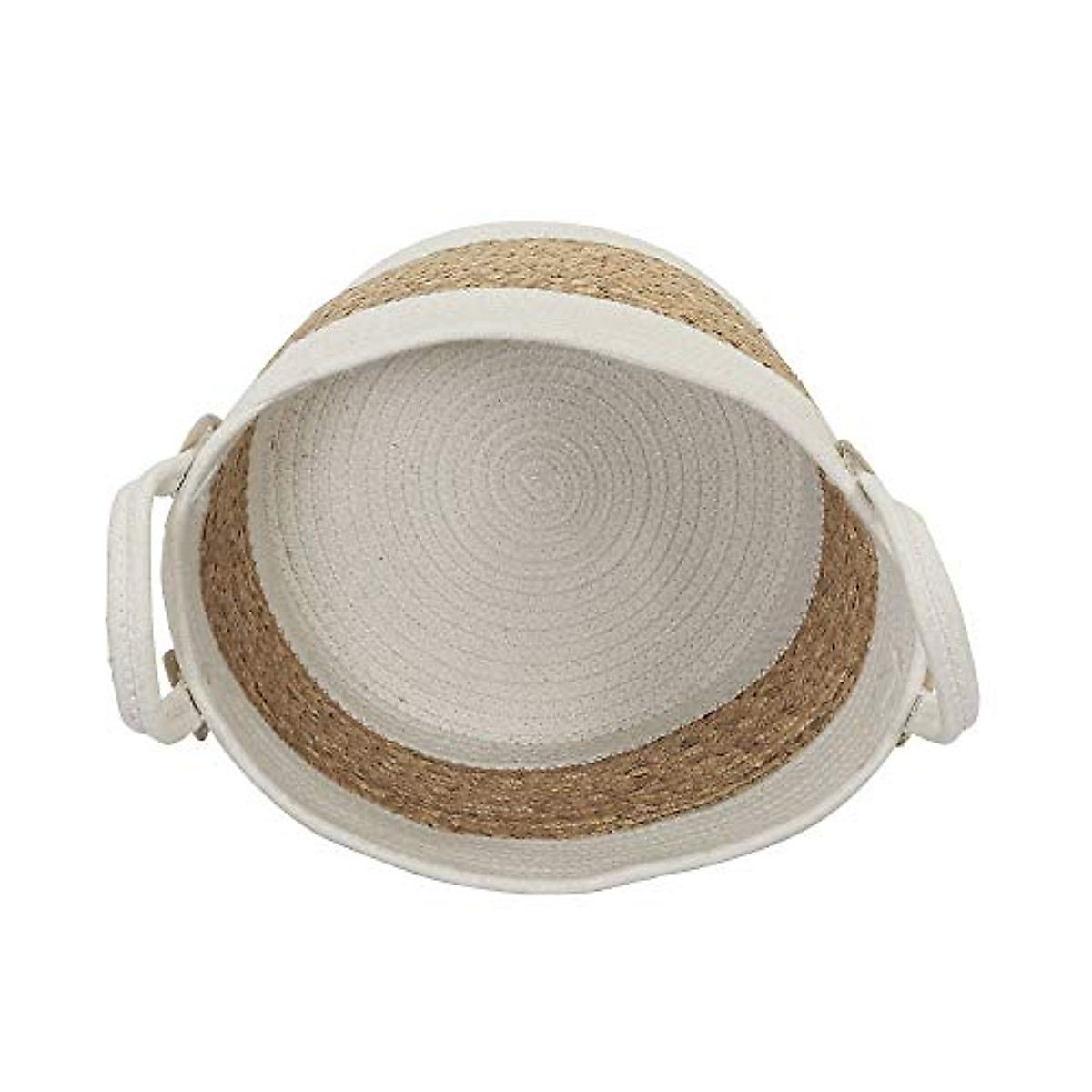 Household Essentials White and Brown Woven Cotton Rope and Hyacinth Basket