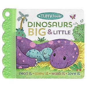 Tuffy Dinosaurs Big & Little Book - Washable, Chewable, Unrippable Pages With Hole For Stroller Or Toy Ring, Teether Tough, Ages 0-3 (Baby's Unrippable) (A Tuffy Book)
