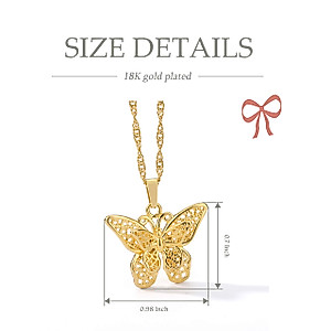 VAttract Butterfly Pendant Necklace Women Choker 18k Gold Plated Chain Jewelry for better hoping in the future 18 Inch as a gift for wife girlfriend (Gold)