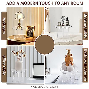 YourGift 6 inches Mini Plant Stand Indoor, Acrylic Planter Stand for Indoor Plants, Desktop Round Plant Holder Shelf for Flower Pots Table Display Rack for Event Decor (Clear)