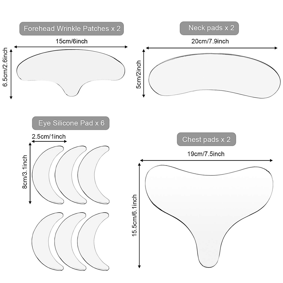 12 Pieces Reusable Silicone Chest Pads Patch Silicone Neck Forehead Cleavage Eye Pad Set for Women Girls