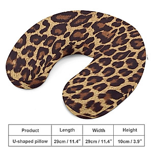 SWEET TANG Memory Foam Travel Neck Pillow U Shaped Pillow Portable Pillows Machine Washable for Travel, Watching Movies, Nap, Office, Driving (Cool Cheetah Leopard Print)