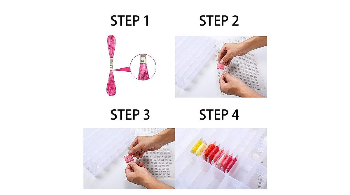 Peirich Embroidery Floss Organizer: 24 Compartments & 459 Color Stickers
