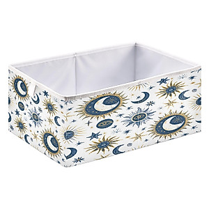 Bulletgxll Moon and Stars Cube Storage Bins 15.75x10.63x6.96 inch Collapsible Fabric Storage Baskets , Large Clothes Organizer Box for Bedroom, Living Room, Study Room