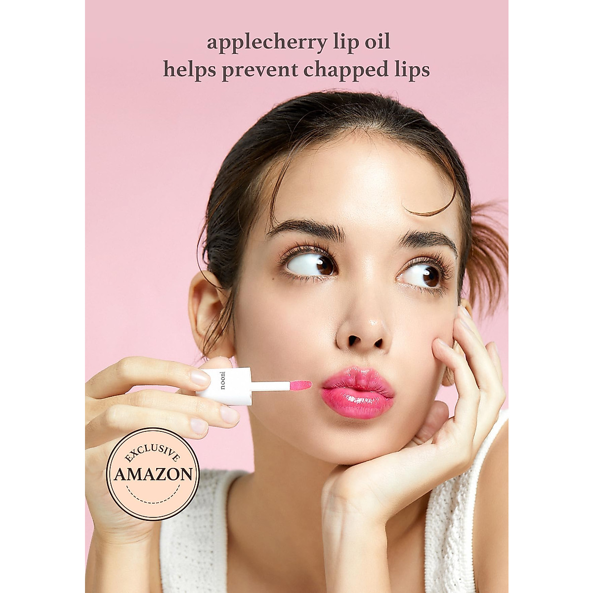 NOONI Korean Lip Oil - Applecherry | Lip Stain, Gift, Long-Lasting, Moisturizing, Plumping, Revitalizing for Dry Lips, Waterproof, No Peel Off, Korean Lip Tint, Vegan, 0.12 Fl Oz