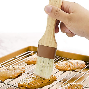 6 Pieces Pastry Brushes Basting Oil Brush with Boar Bristles and Beech Hardwood Handles for Spreading Butter Cooking Baking BBQ Oil Brush(1 inch, 1.6 inch, 3 inch)