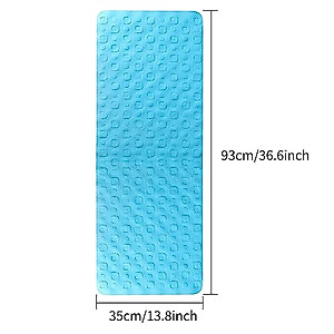 Non-Slip Bathtub Mat,Soft Rubber Anti-Slip Bath Shower Mat with Suction Cups, 37×14 Inch Bath Tub Mats for Bathroom,Machine Washable Shower Mats,Sky-Blue Fast Draining, Dots Design