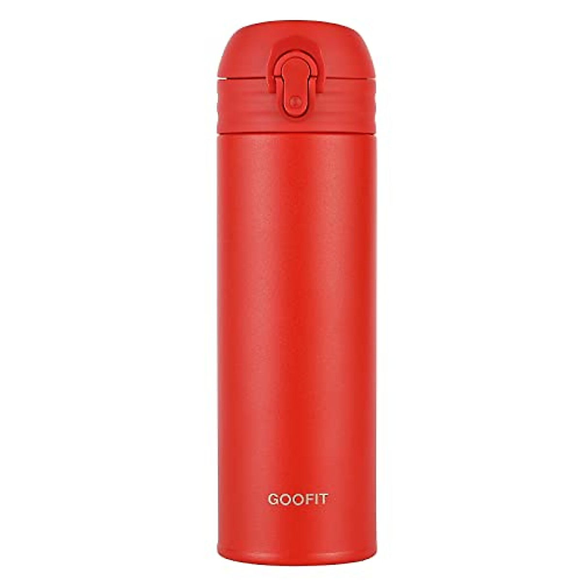 GOOFIT Water Bottle Double Wall Vacuum Insulated Thermos Beverage Coffee Bottle Stainless Steel Travel Mug Thermos Flask BPA Free Keeps Cold 24H Hot 24H 16 Oz Red