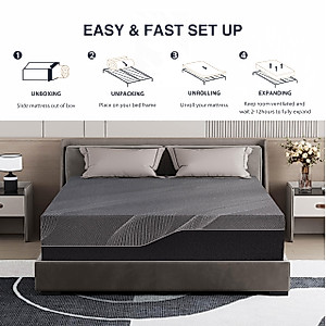 Dyonery Twin XL Mattress 14 Inch Charcoal Memory Foam Mattress in a Box, CertiPUR-US Certified Fiberglass Free, Cooling Gel Mattress, Made in USA, 80" × 38" × 14", Medium