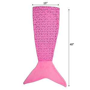 Vital Tiger Pink Mermaid Tail Blanket for Kids – Silky Soft Extra Cozy Plush Fleece Lined Cutout Lace Snuggle Blanket for Little Girl Toddler