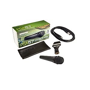 Shure PGA57 Dynamic Microphone - Professional Quality Instrument Mic with Cardioid Pick-up Pattern, 3-in XLR Connector, 15' XLR-to-XLR Cable, Stand Adapter and Zipper Pouch, (PGA57-XLR)