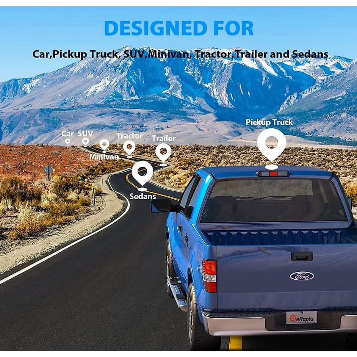 eRapta Backup Camera 720P HD License Plate Front Rear 149° Wide View Reversing Camera Starlight Night Vision Hideable Mount DIY Grid IP69 Waterproof for Automotive Car Truck SUV RV Van (T02)