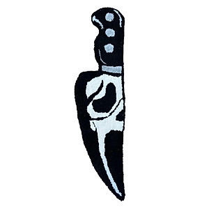 Spooky Skull Knife Carpet, Halloween Area Rug for Home Decor, Gothic Mat with Scary Scream Design (88.9CM)
