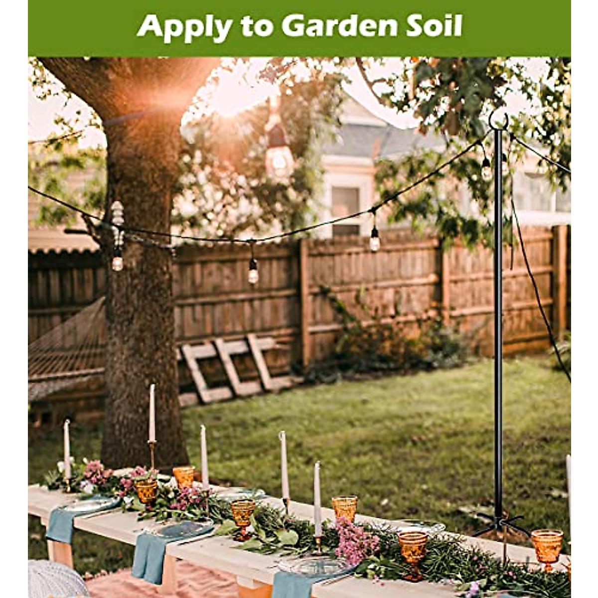 Eazielife Sprimden Outdoor String Light Pole, 10 FT Heavy Duty Hanging Light Stand Pole for Outside Garden Lawn, Patio, Christmas, Wedding, Party (2 Packs)