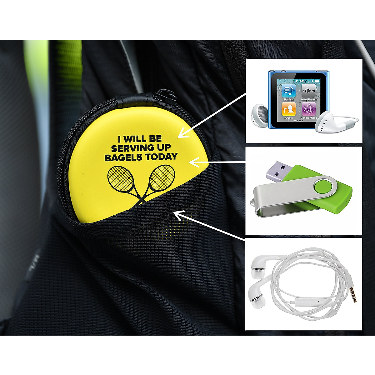 BusyBee Vibration Dampener (Pack of 6) with 6 Mottos in Tennis Ball Zipper Pouch